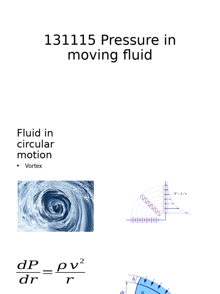 Pressure in Moving Fluid | PDF | Fluid Dynamics | Pressure