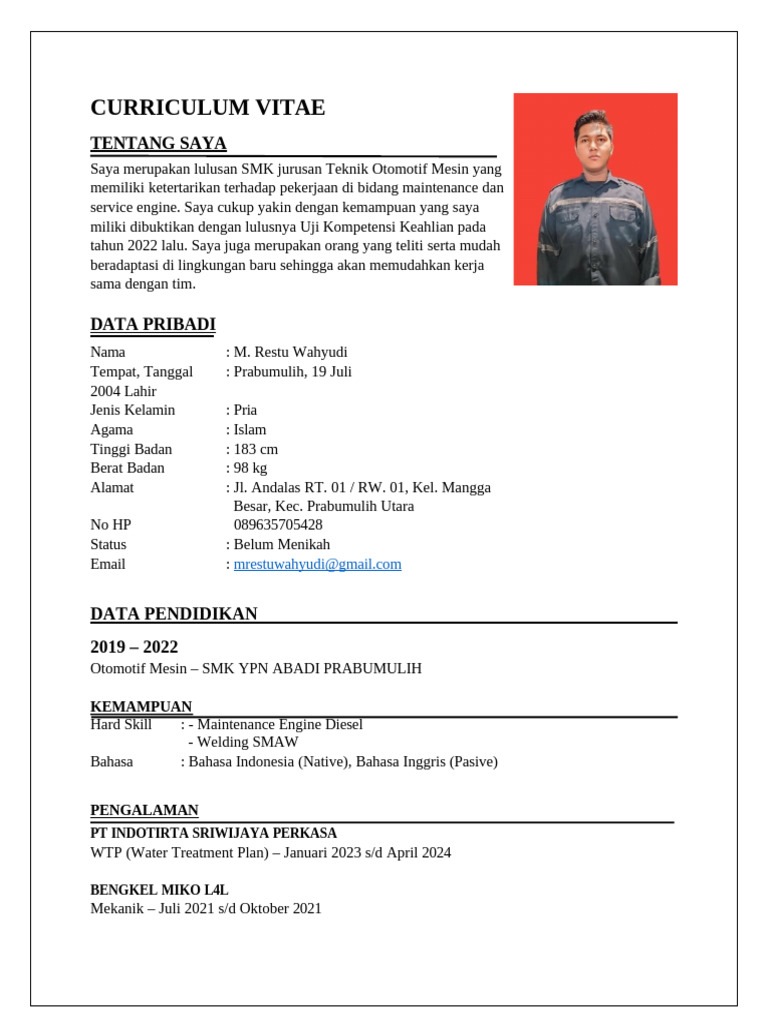 CV M Restu Wahyudi | PDF