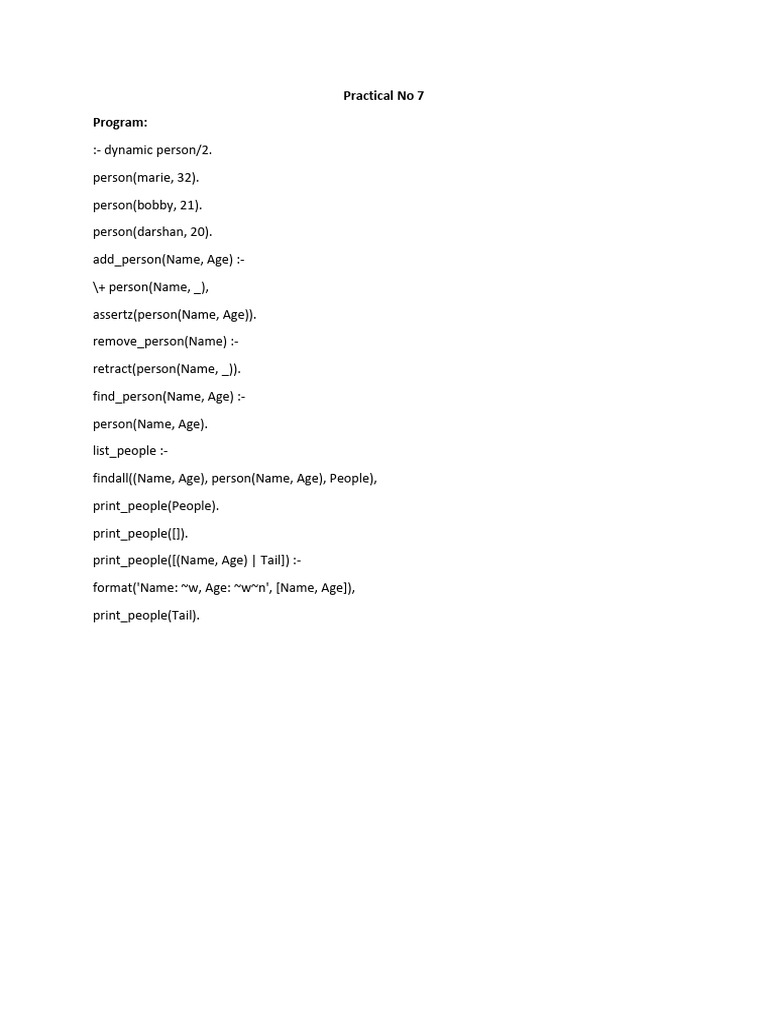 Practical No 7 Prolog Darshan | PDF