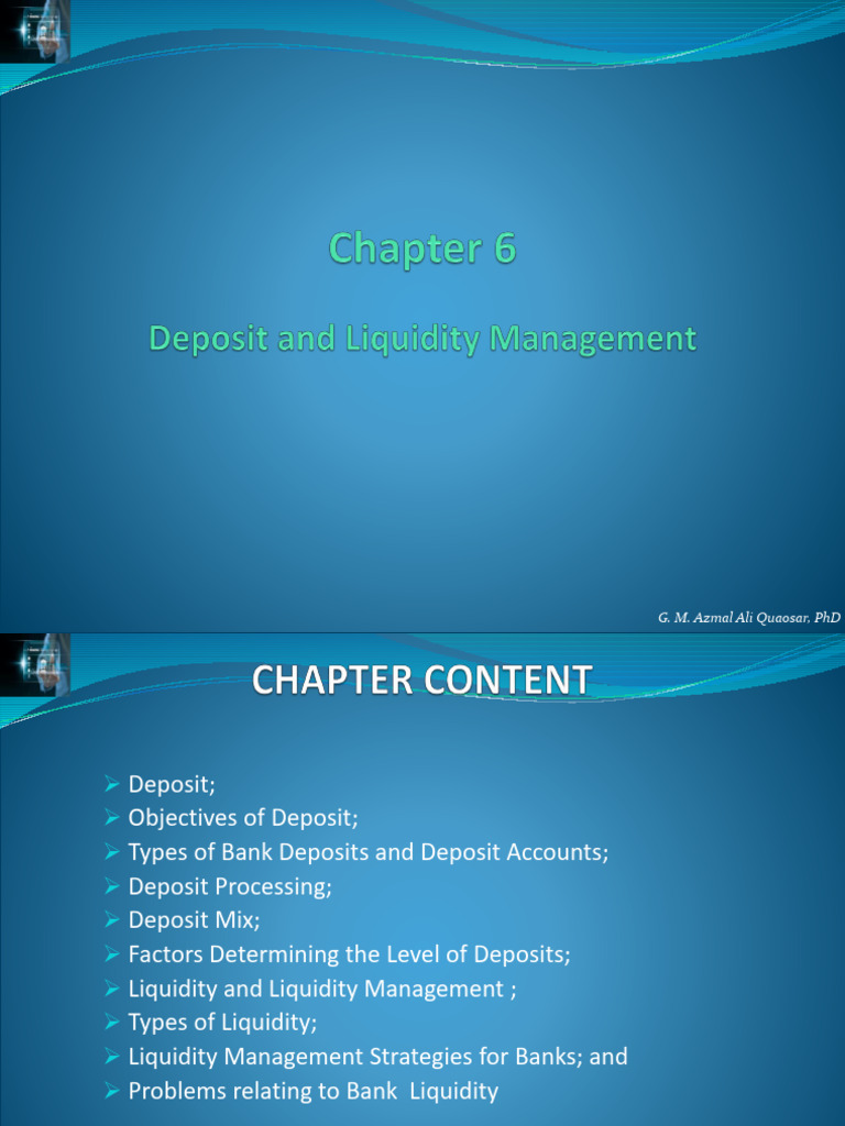 BM 6 Deposit and Liquidity Management | PDF | Banks | Market Liquidity
