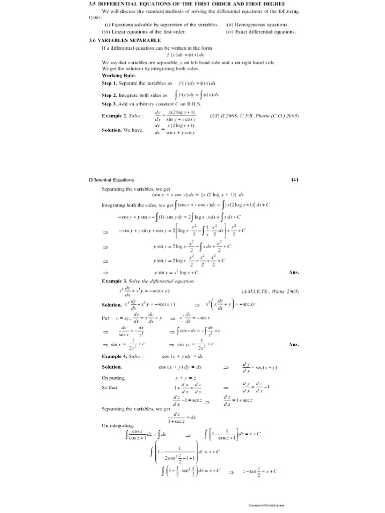 M-II Differential Equations Notes | PDF