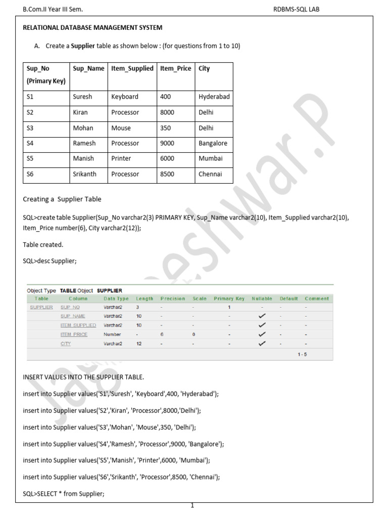 R.D.B.M.S Practical Lab Record | PDF | Computer Data | Data Management Software