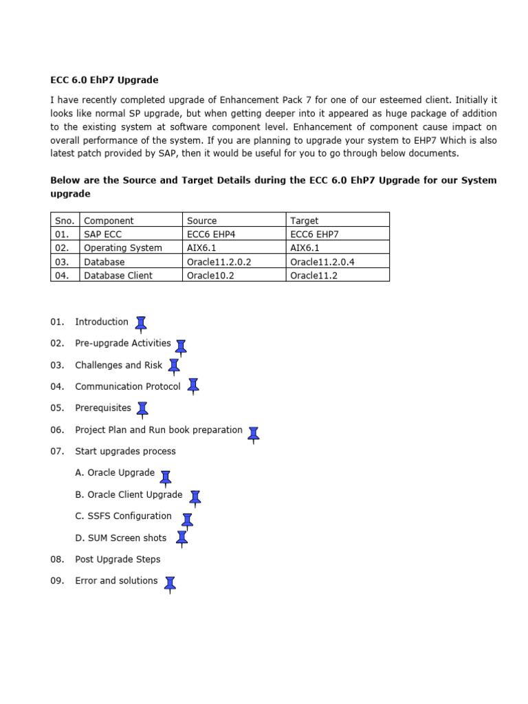 ECC 6.0 EhP7 Upgrade Overview | PDF