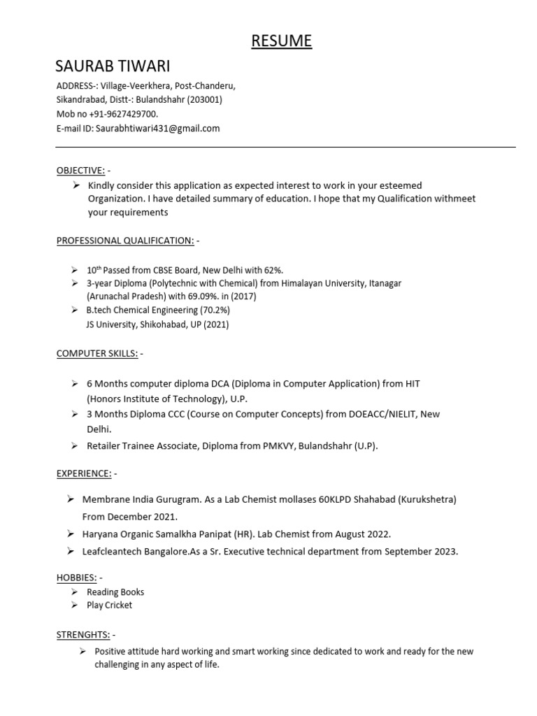 Saurabh RESUME 2024 | PDF