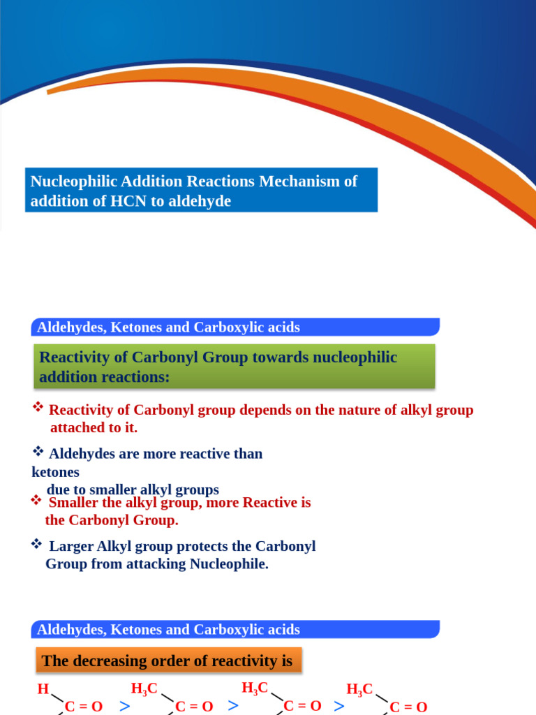 Nucleophilic Addition of HCN to Carbonyls | PDF | Aldehyde | Ketone