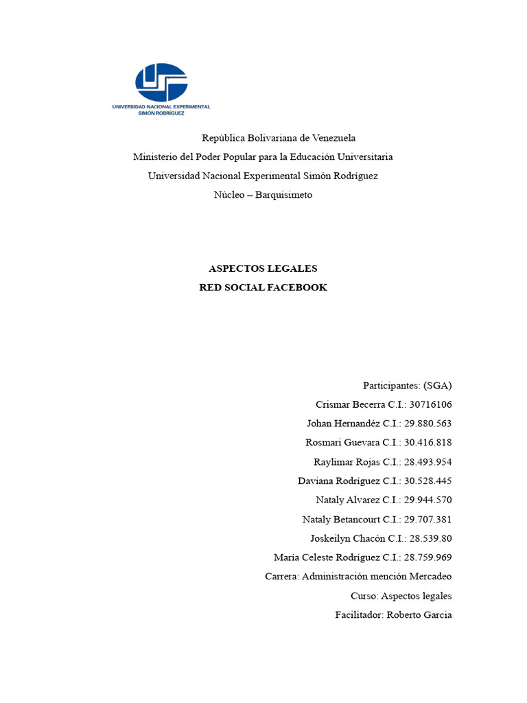 Aspectos Legales de Facebook Empresarial | PDF | Facebook | Privacidad ...