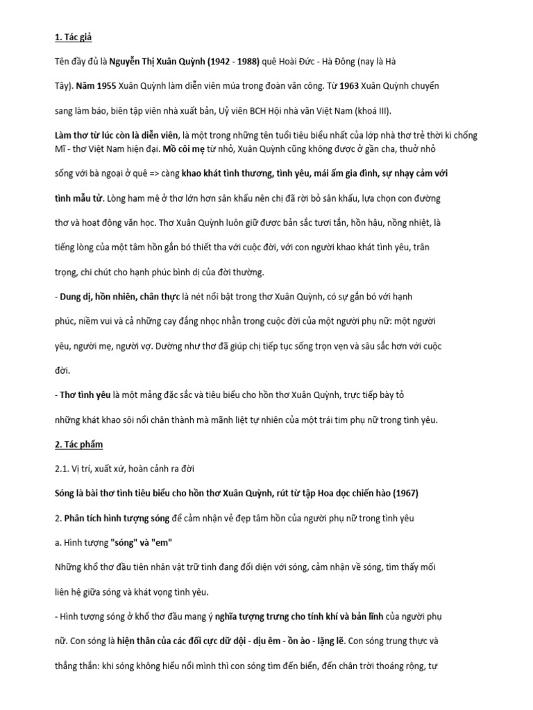 Sóng - Xuân Qu NH | PDF