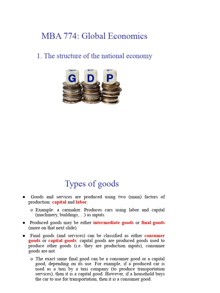 MBA 774 2024 Lecture Notes 1 | PDF | Gross Domestic Product | National ...
