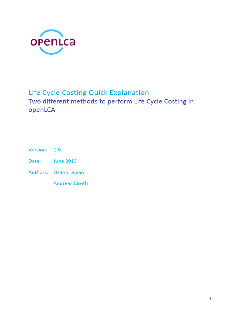 Life Cycle Costing in openLCA 01 | PDF | Life Cycle Assessment | Economies