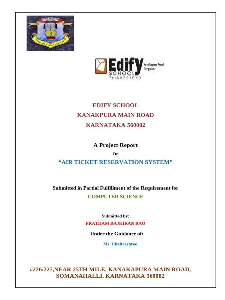 Air Ticket Reservation System Report | PDF | Technology & Engineering