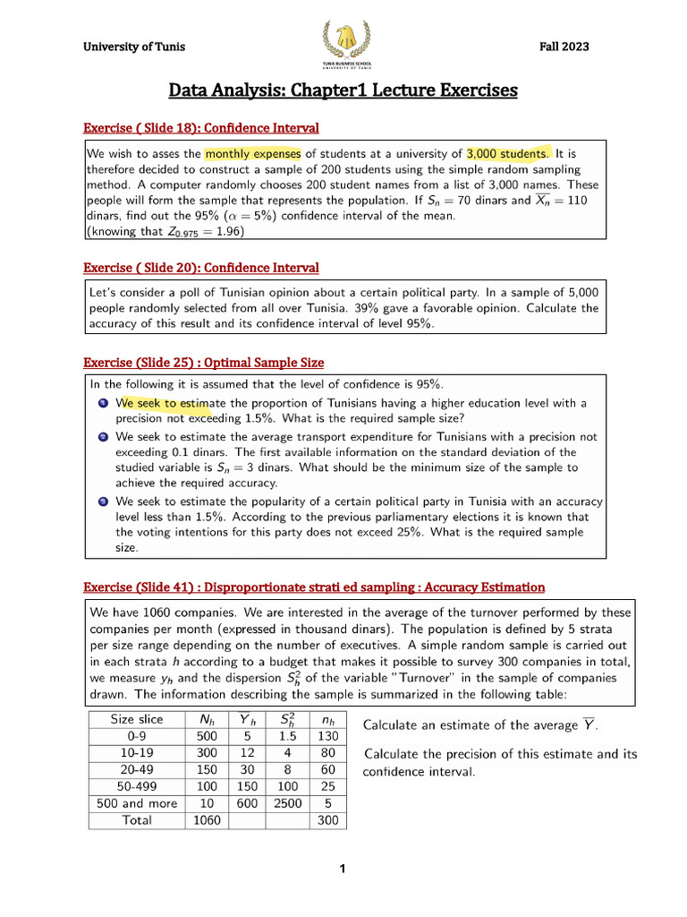 Data Analysis - Lecture Exercises | PDF