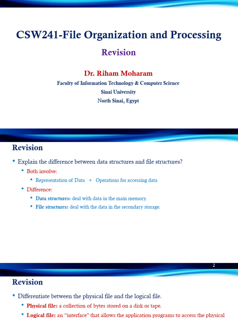 File Organization-Revision | PDF | Computer Data Storage | Computer File