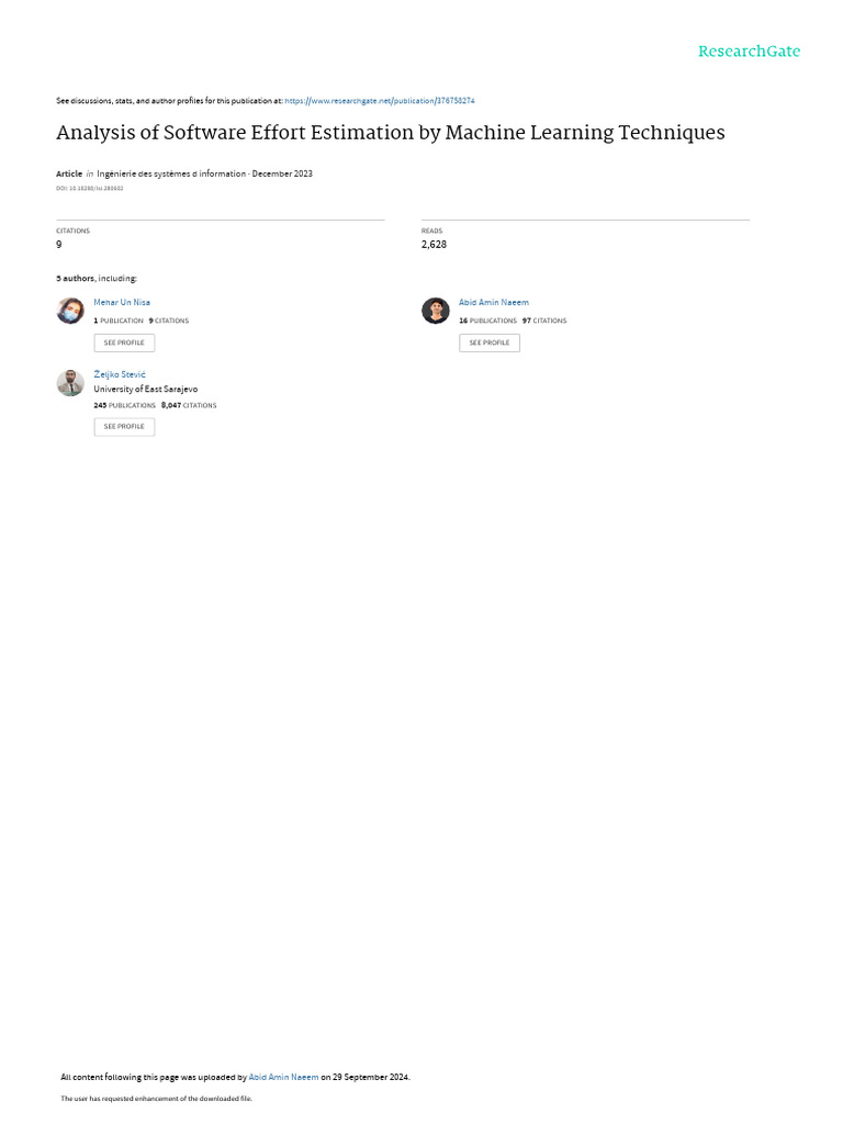 2023-Analysis of Software Effort Estimation by Machine Learning Techniques | PDF | Regression ...