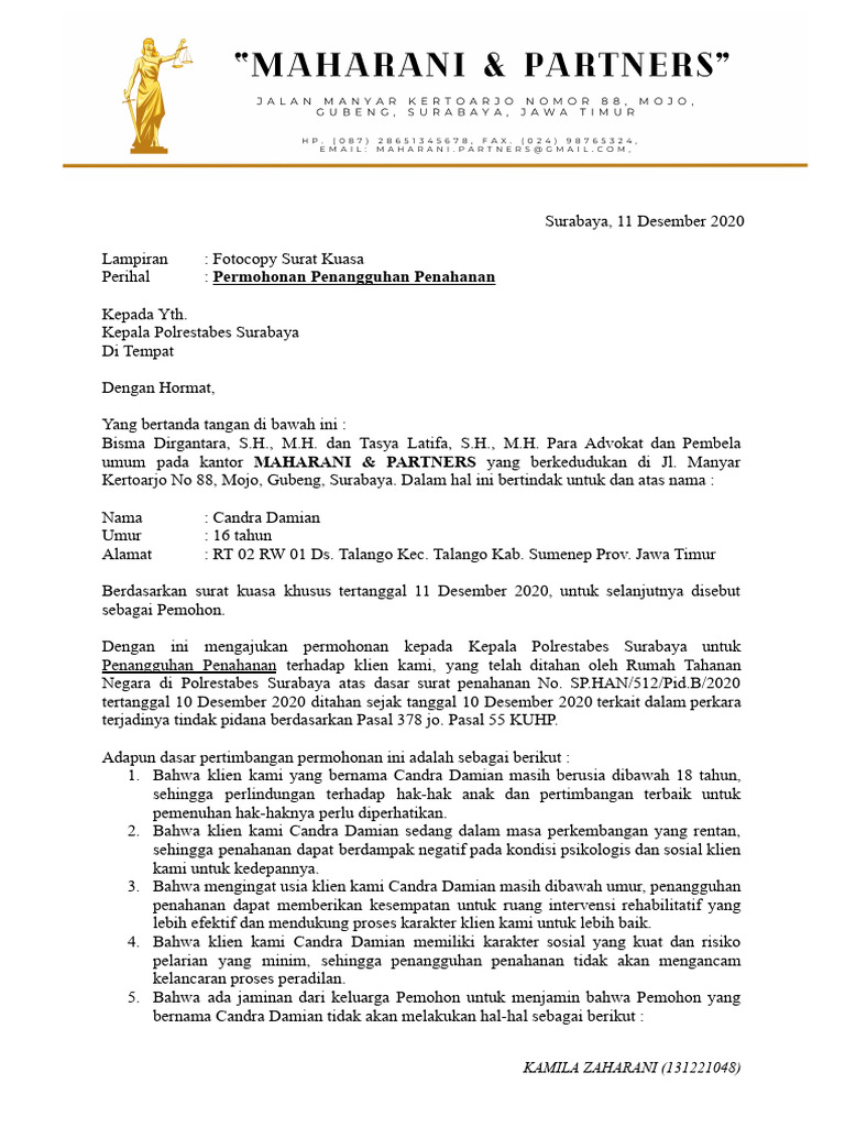 Surat Permohonan Penangguhan Dan Pengalihan | PDF | Politik