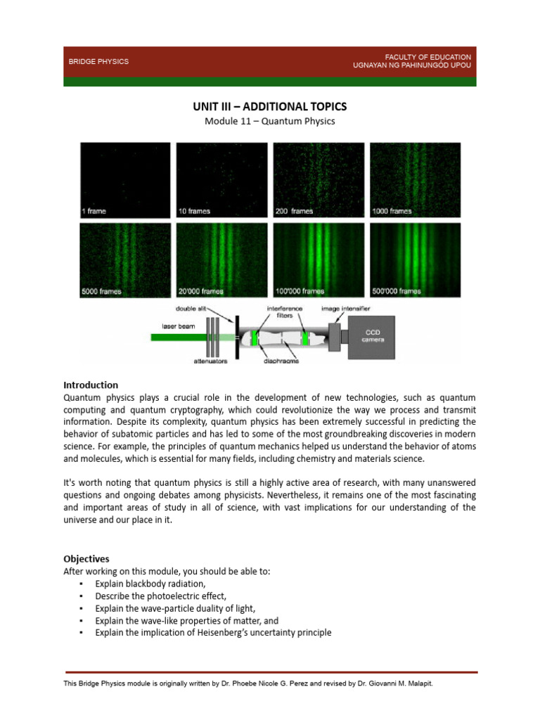 Quantum Physics Module Overview | PDF | Photoelectric Effect | Light