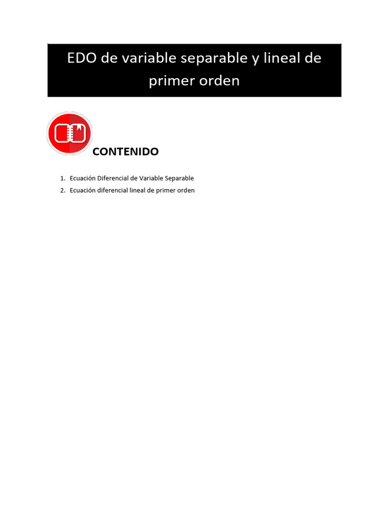 02 EDO de Variable Separable y Lineal de Primer Orden | PDF ...