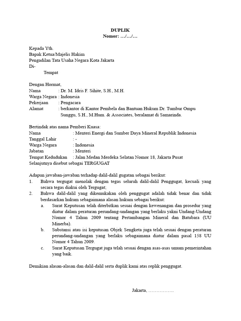 Replik Duplik | PDF | Ilmu Sosial