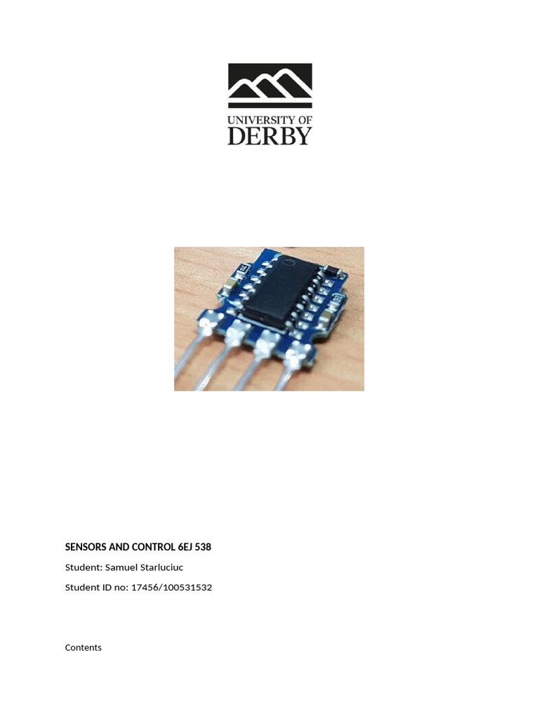 6EJ 538 Sensors and Control Samuel Starluciuc | PDF | Control Theory | Arduino