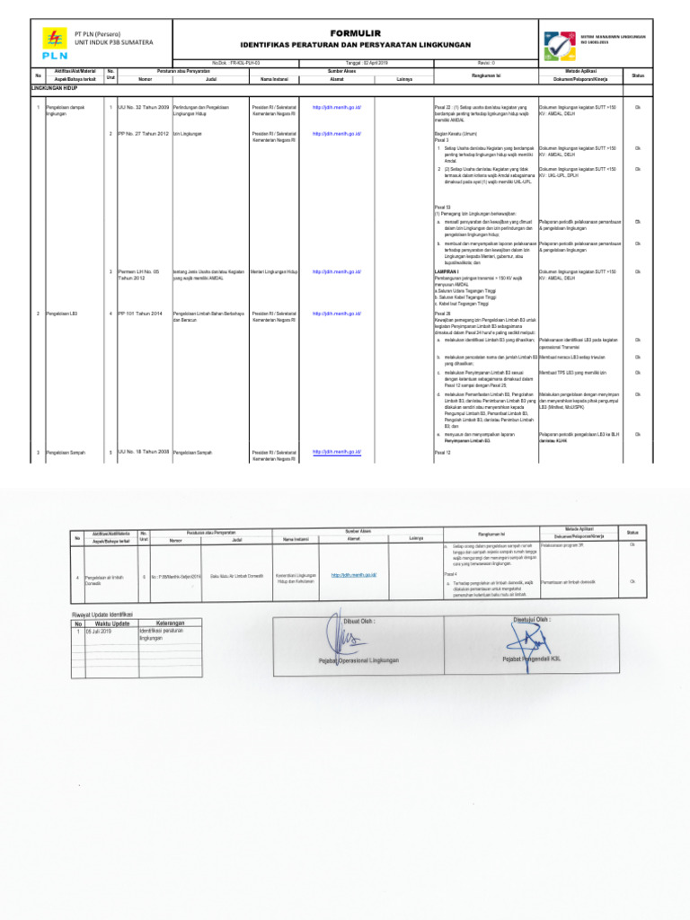 FR-K3L-PLH - 03 - Formulir Peraturan Dan Persyaratan Lingkungan | PDF