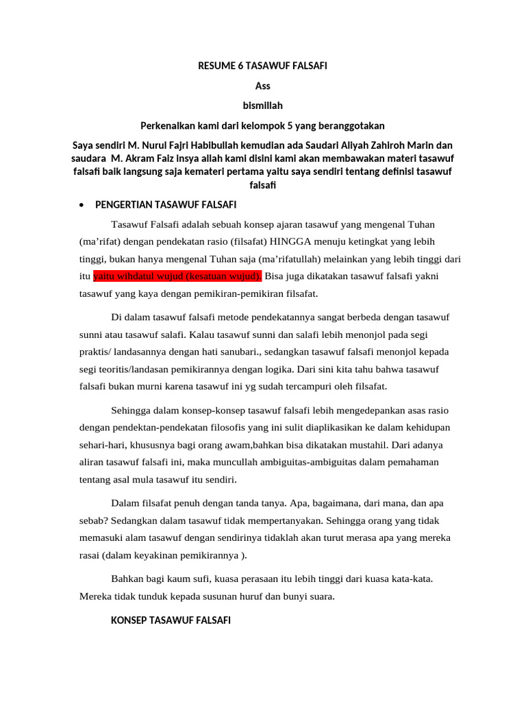 Memahami Tasawuf Falsafi dan Konsepnya | PDF