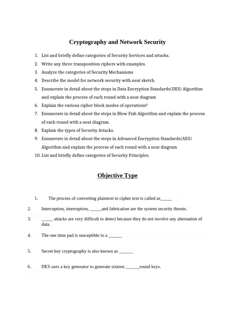 CNS Important SUBJECTIVE and OBJECTIVE Questions | PDF | Computers