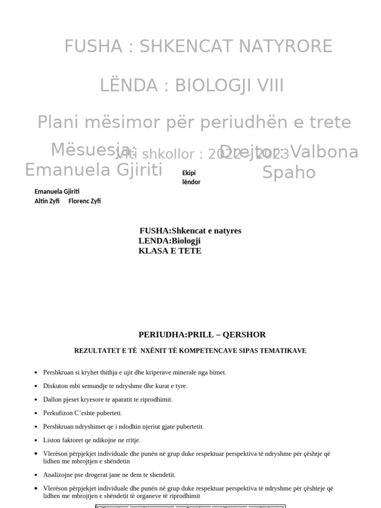 BIOLOGJI 8 (E Perfunduar) | PDF