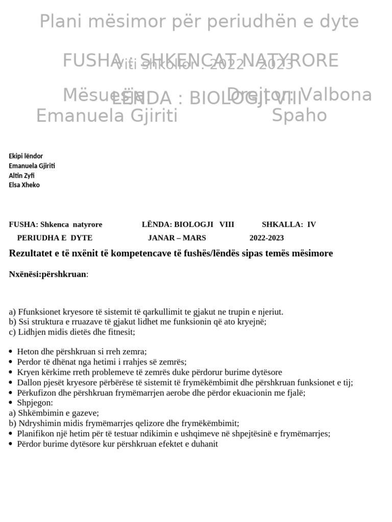 BIOLOGJI 8 (E Perfunduar) | PDF