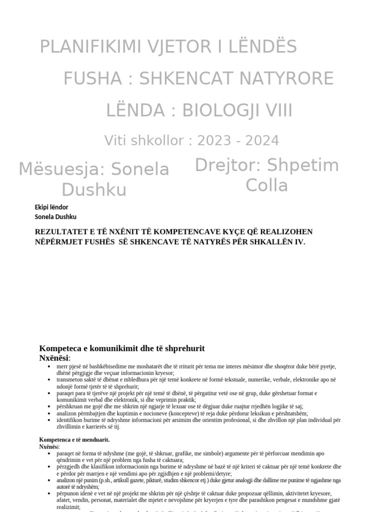 BIOLOGJI 8 (E Perfunduar) | PDF