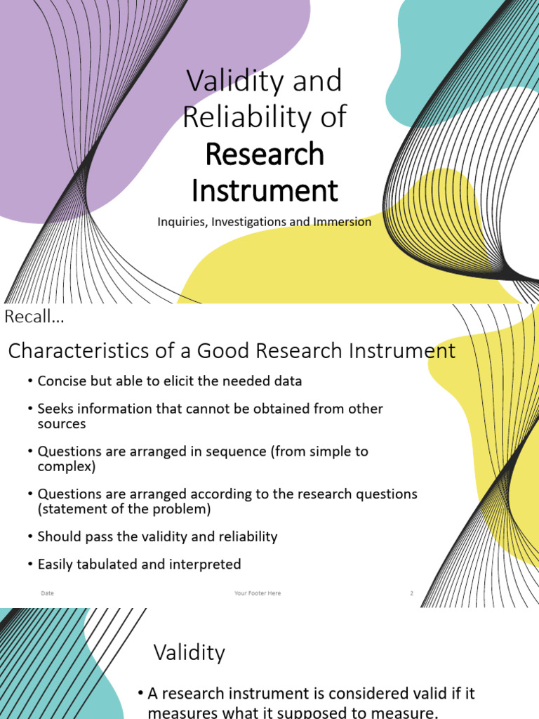 Validity and Reliability of Research Instrument | PDF | Validity (Statistics) | Psychometrics