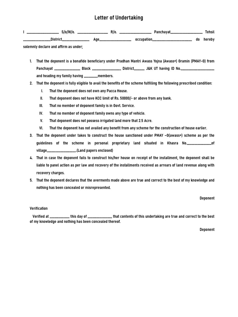 Letter of Undertaking | PDF | Business | Finance & Money Management