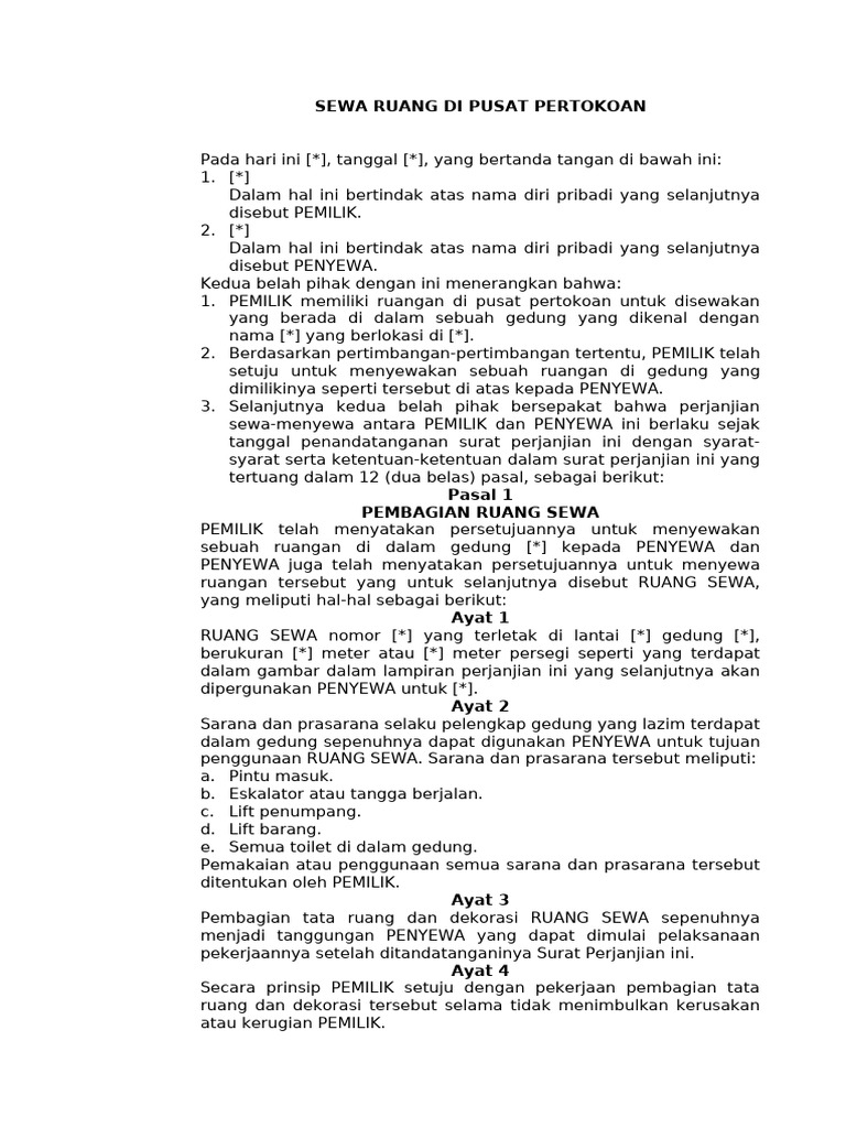 Sewa Ruang Di Pusat Pertokoan | PDF | Teknologi & Rekayasa