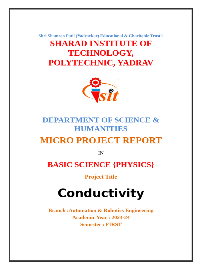 First year project | PDF | Electrical Resistivity And Conductivity | Electrical Conductor