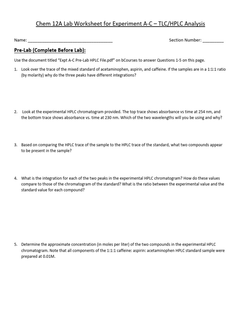Expt+a-C Worksheet TLC+and+HPLC+Analysis | PDF | High Performance ...