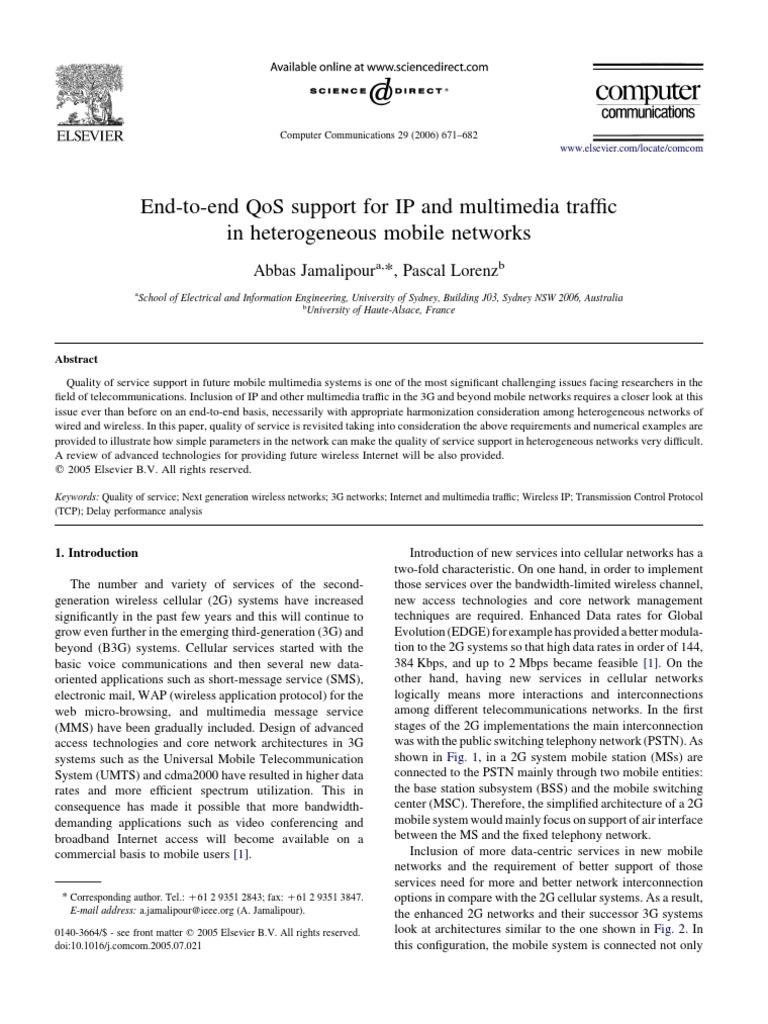 End-To-End Qos Support For Ip and Multimedia Traffic in Heterogeneous Mobile Networks | PDF ...
