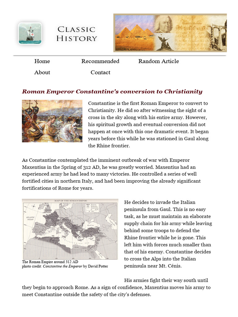Roman Emperor Constantine's Conversion To Christianity | PDF ...