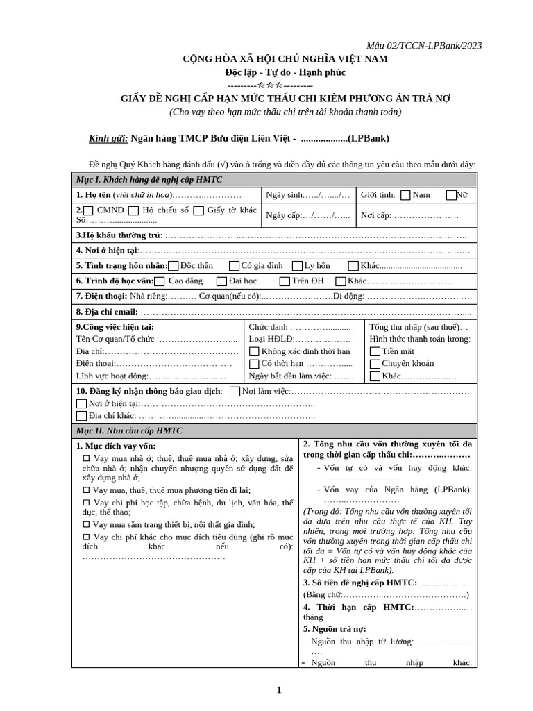 Mau 02 Thau Chi KHCN TKLT | PDF