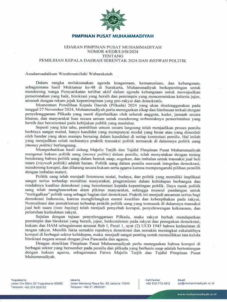 4 - Edr - Pemilihan Kepala Daerah Serentak 2024 Dan Risywah Politik | PDF