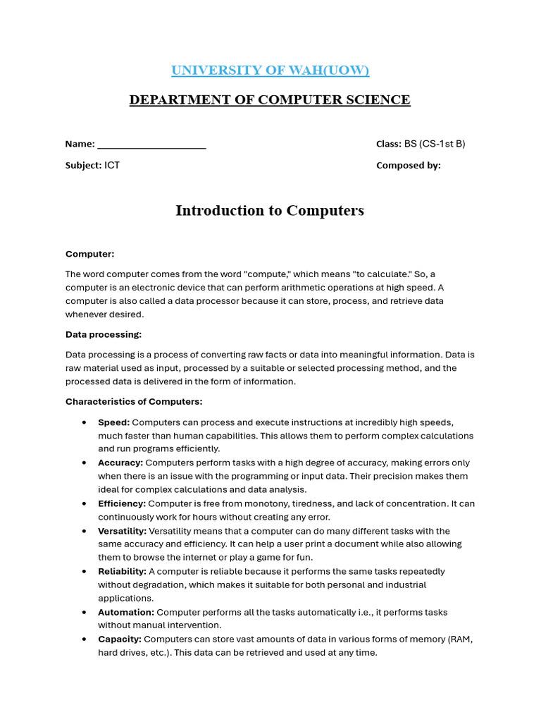 Lecture1 Intoduction to computer | PDF | Integrated Circuit | Supercomputer Lecture1 Intoduction to computer | PDF | Integrated Circuit | Supercomputer