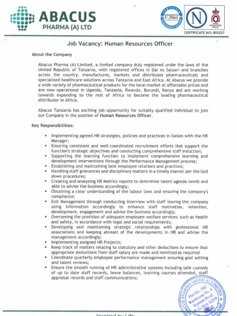Job Advert-Human Resources Officer | PDF