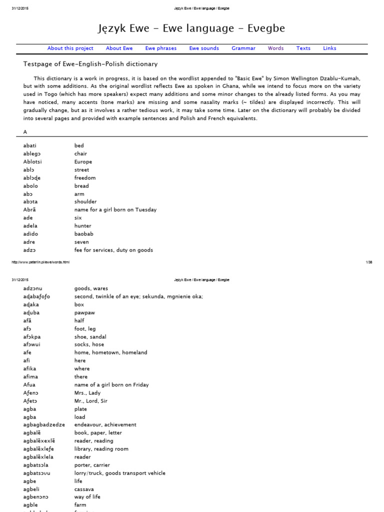 Ewe Language - Eʋegbe | PDF