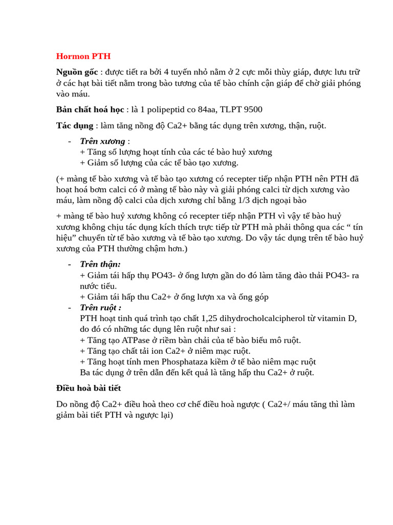 Nguồn gốc: Hormon PTH | PDF