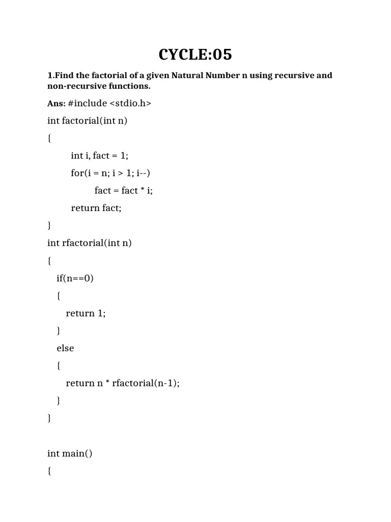 Factorial and String Reversal in C | PDF