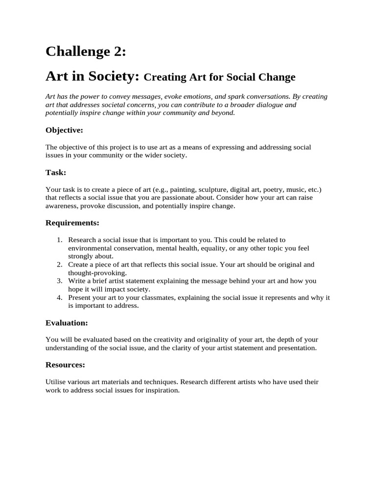Art for Social Change Project Guide | PDF