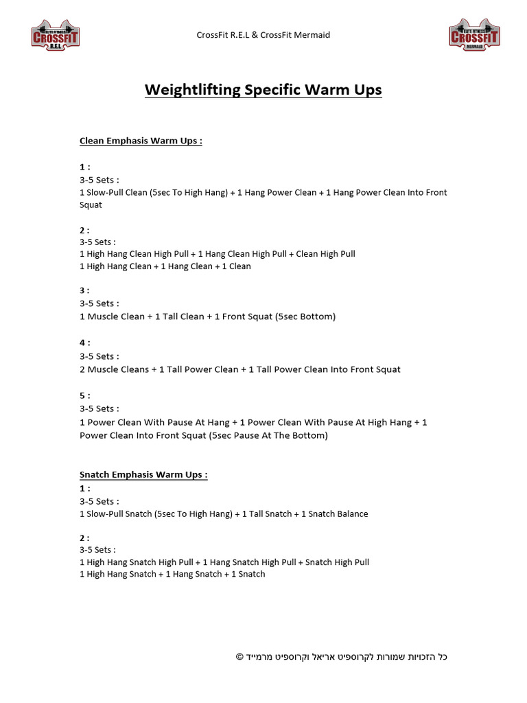 Weightlfting Specific Warm Ups | PDF