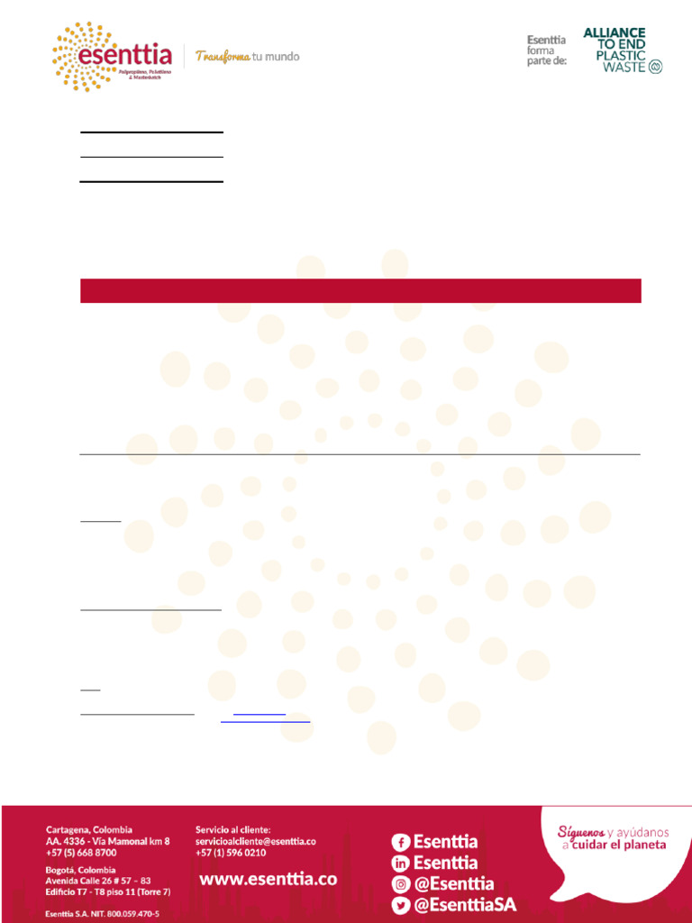Ficha Técnica: Homopolímero Esenttia 01H41 | PDF