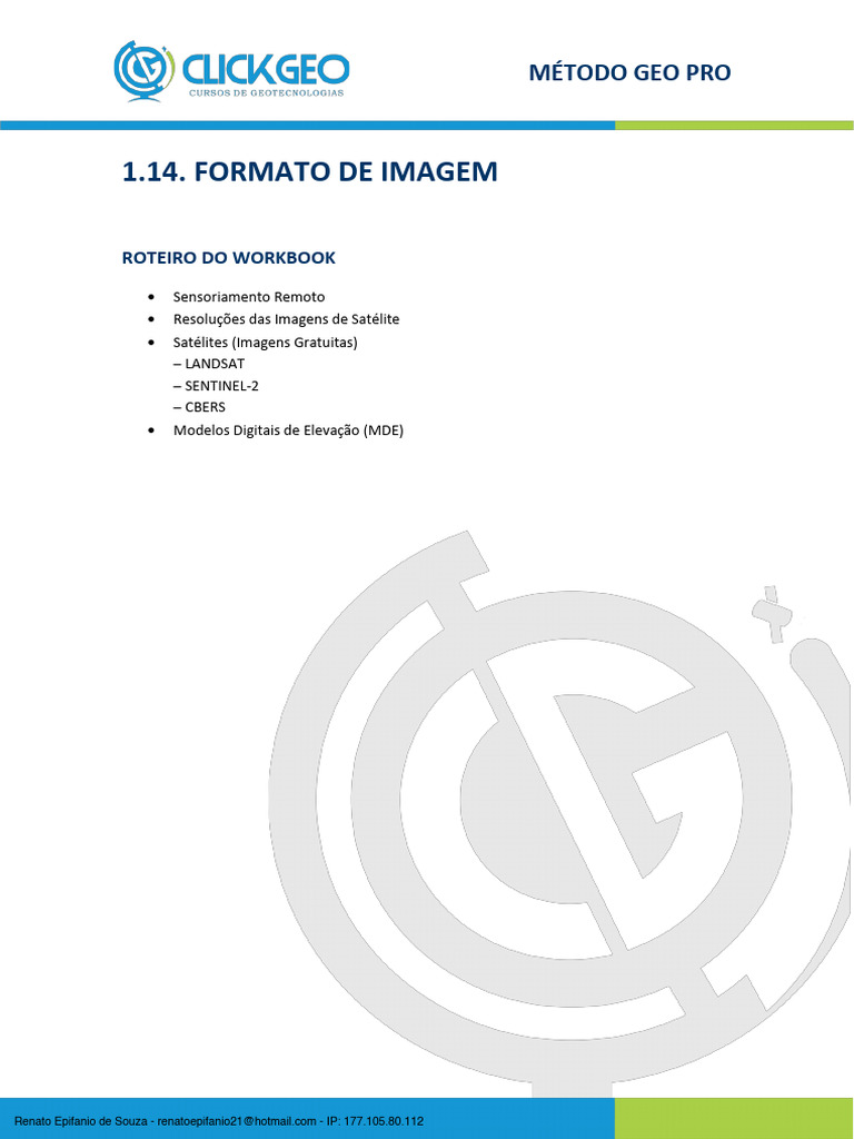 1.14. Formato de Imagem | PDF | Sensoriamento remoto | Satélite