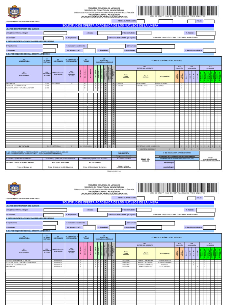 Formato Soa 2-2024 Unefa Aroa | PDF | Enseñando
