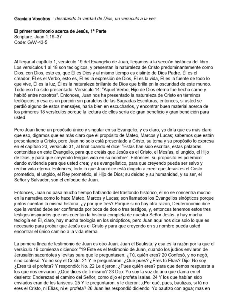 Testimonio de Juan el Bautista sobre Jesús | PDF | Jesús | Juan el Bautista