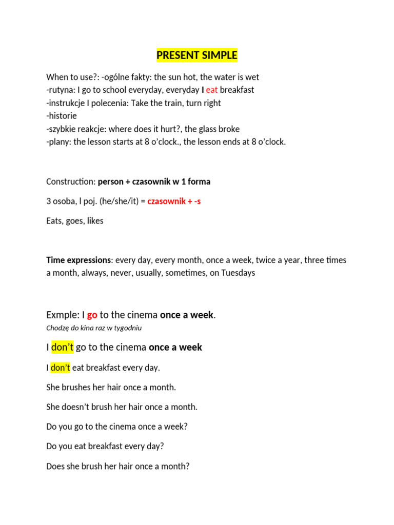 Present Simple & Continuous | PDF