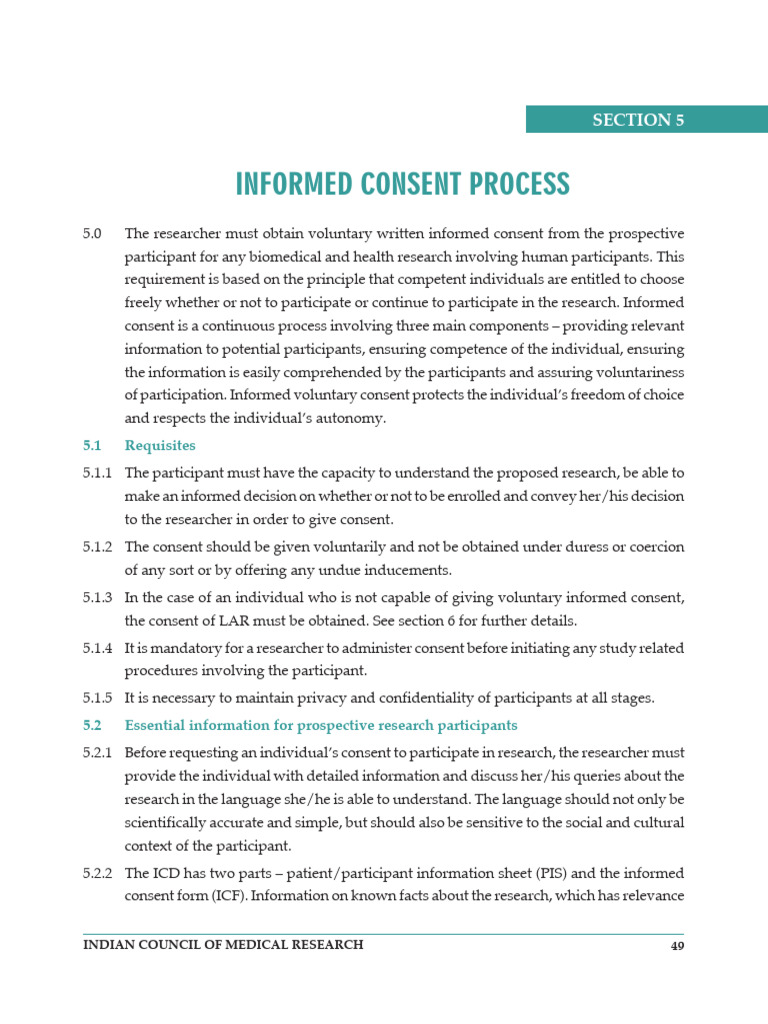 20201229.073758 Icmr 2017 Informed Consent Process | PDF | Informed Consent | Consent